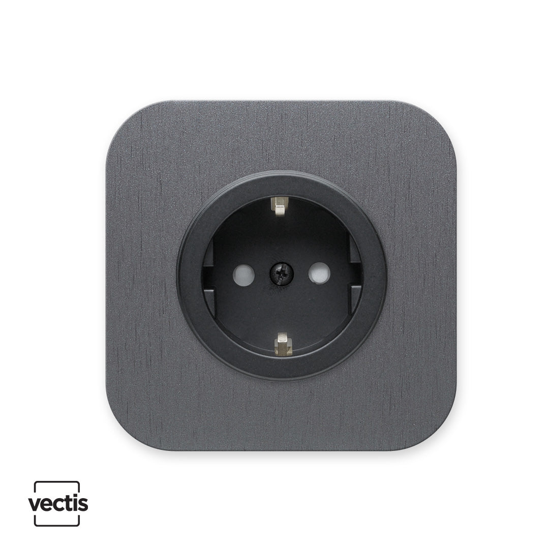 Priza cu rama metalica titanium Cube – glim.ro